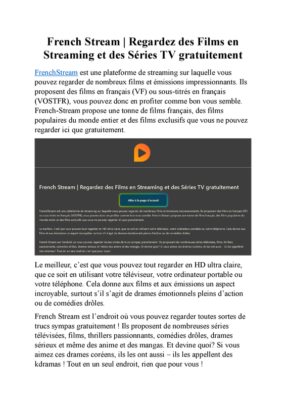 French Stream Regardez des Films en Streaming et des Series TV ...