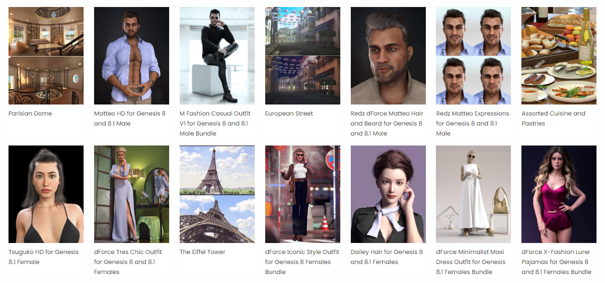 (FILLED 06-09-2022) Paris Mega Bundle (Excuse My French Bundle) - Free Daz 3D Models