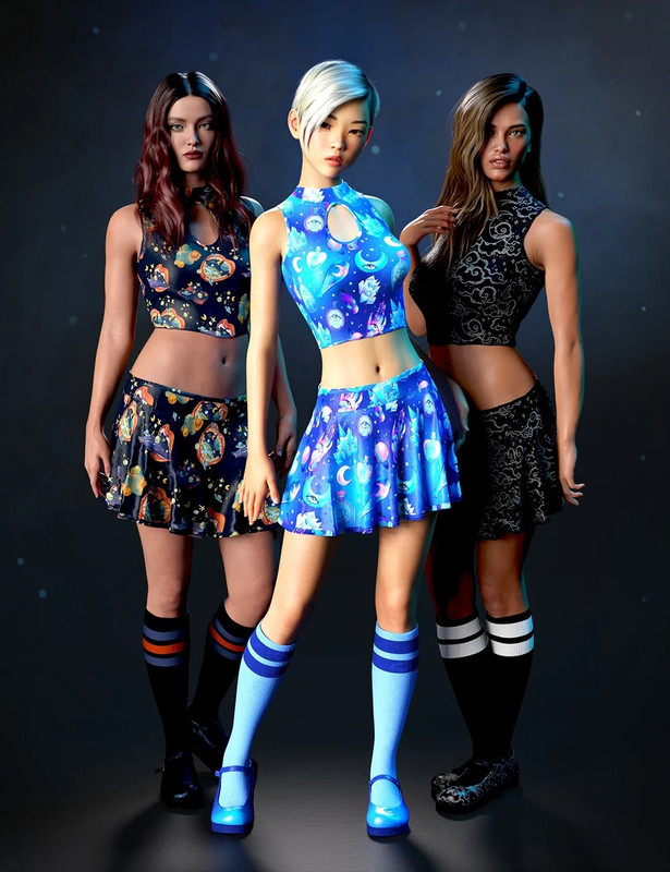 DForce Sugar Rush Outfit - Goth Candy Textures 2025 - Free Daz 3D Models