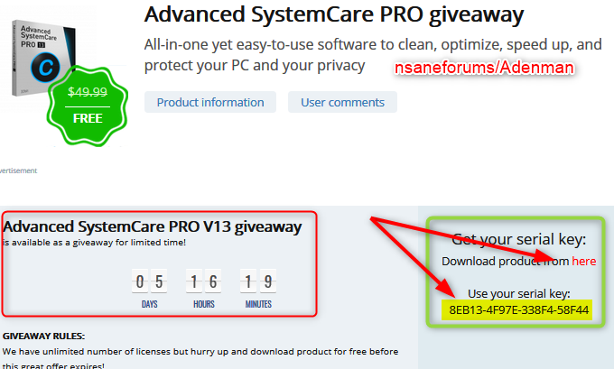 Advanced SystemCare Pro 13.0.2.172 - Giveaways - Nsane Forums