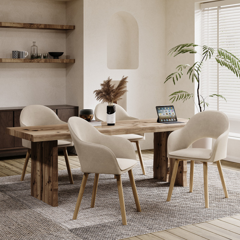 Modern dining chairs with crescent-shaped backrests and ergonomic ...