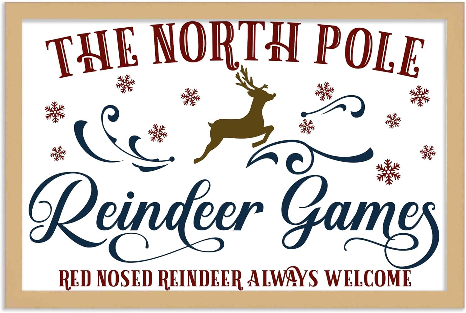 The North Pole Reindeer Games 14 5 x 21 5 Framed Christmas Wall Decor ...