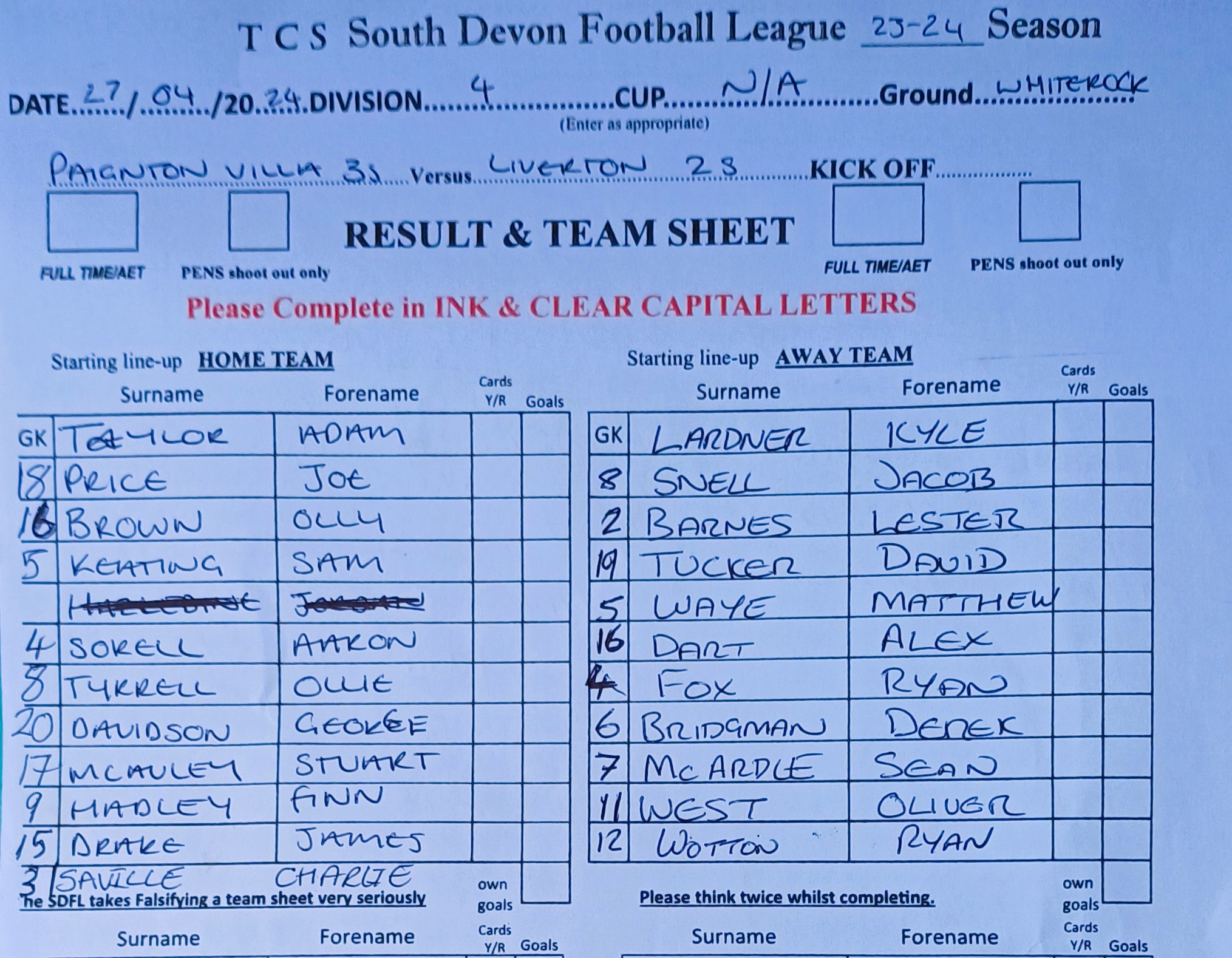 Team sheet — Postimages