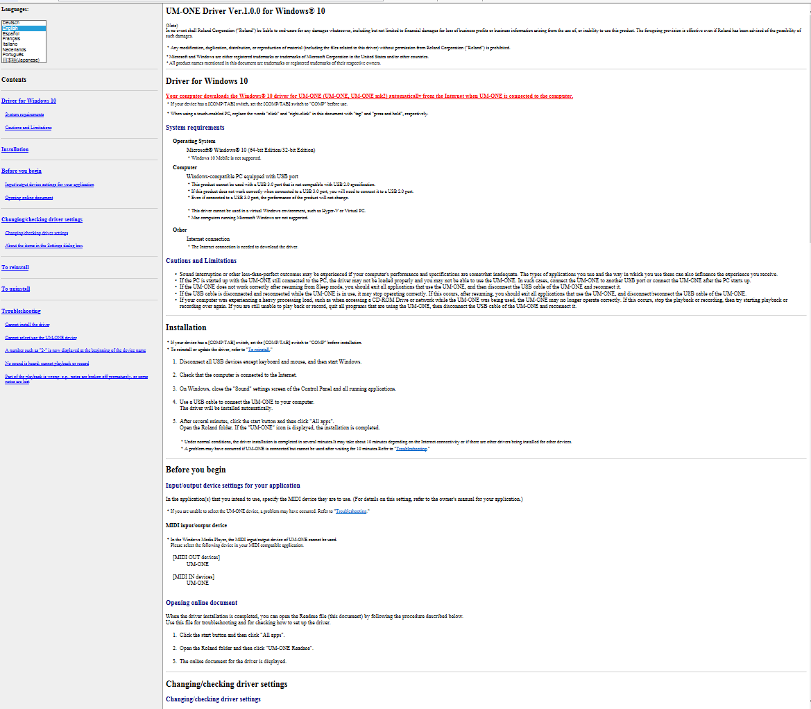 Roland UM-ONE MKII USB MIDI Cable