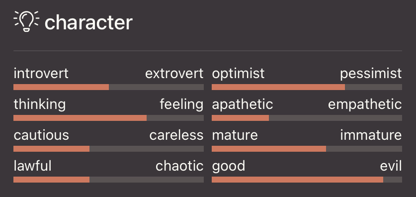 Character personality stat bars…how do they work?? on Toyhouse