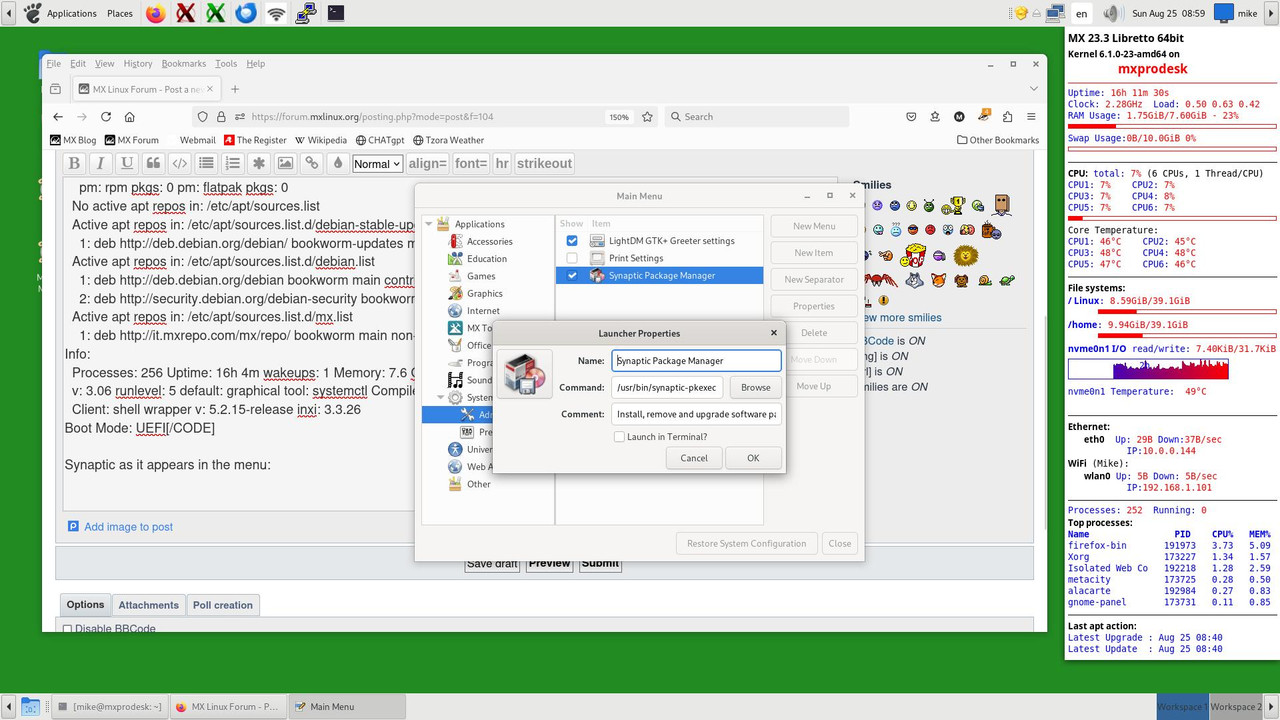 synaptic menu — Postimages