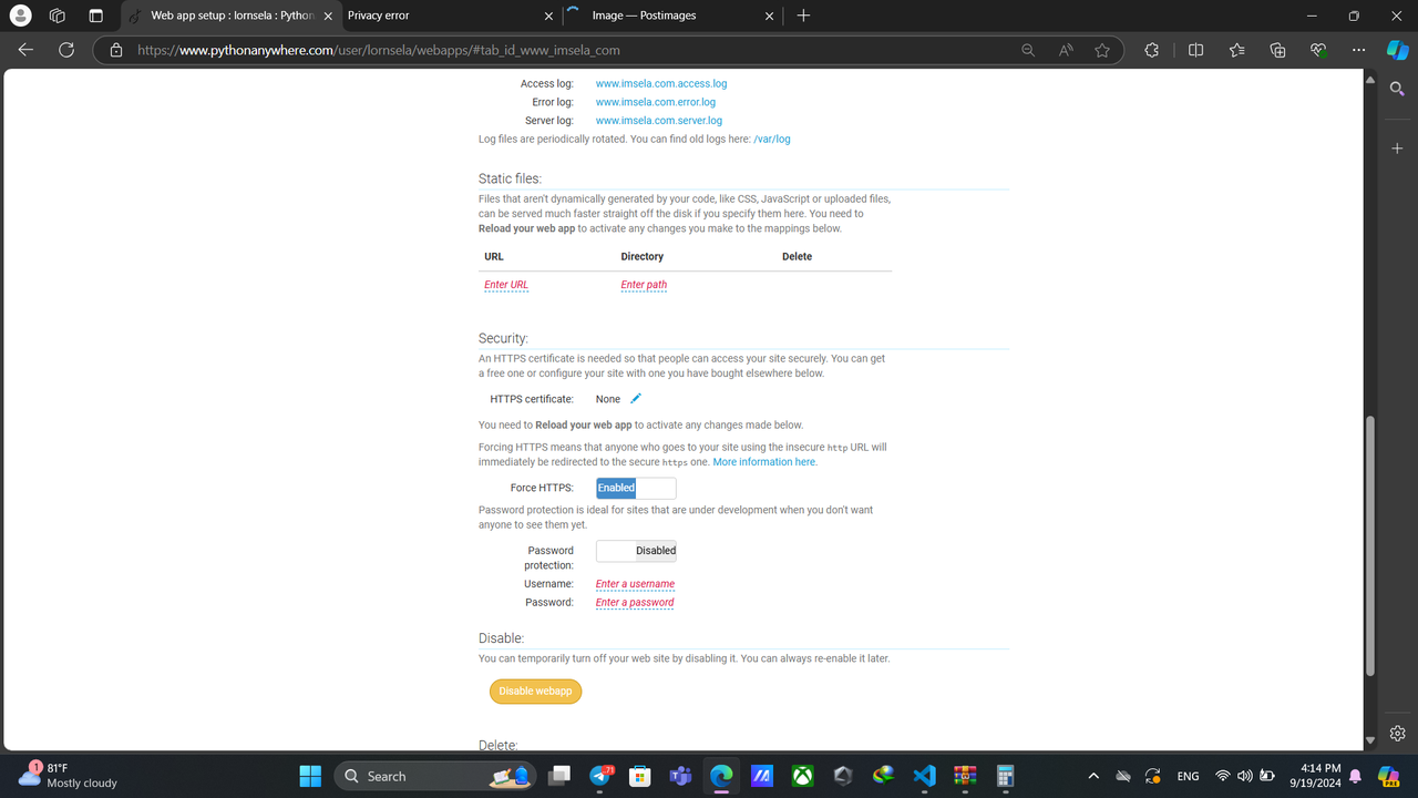 web app error : Forums : PythonAnywhere
