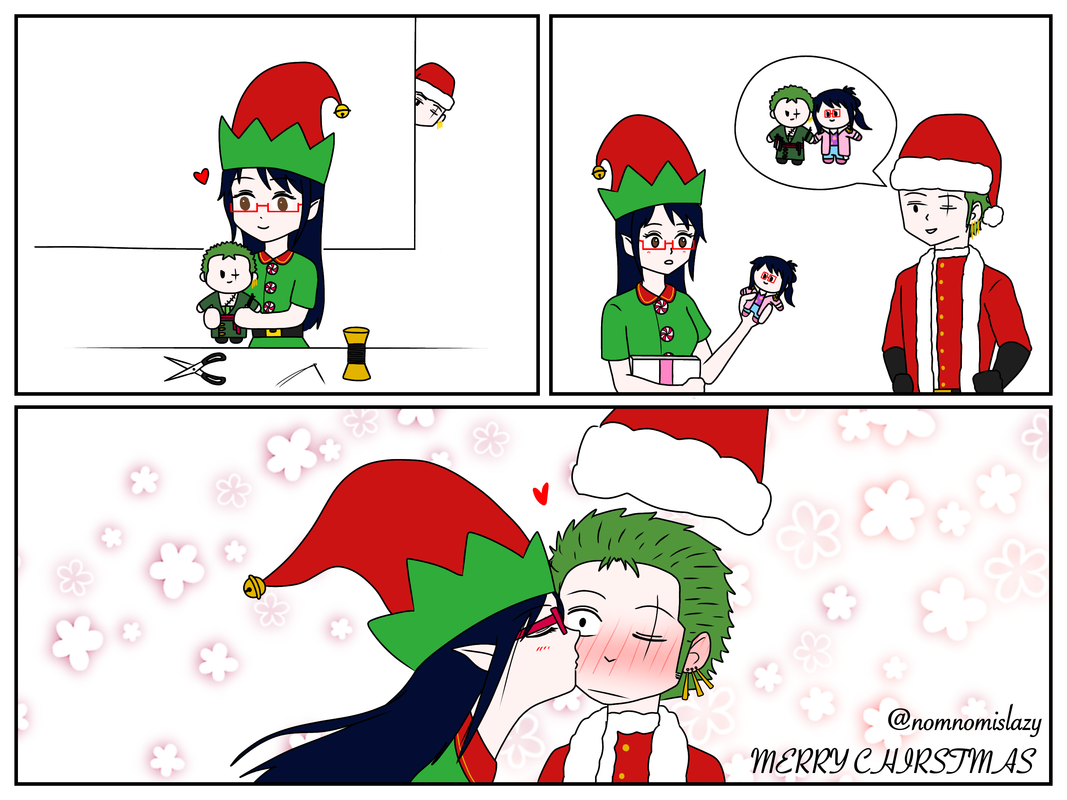 Santa Zoro and Elf Tashigi - nomnomislazy - One Piece [Archive of Our Own]