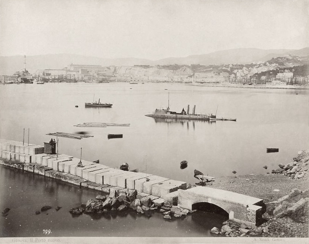 Alfredo Noack Albuminé Genova Gênes Le Port Italie Italia Vers 1890 — Postimages