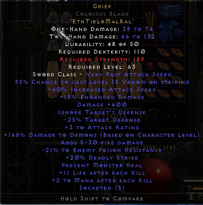 40/400 Grief Zweih And Colossus Blade (15/3) - Topic - d2jsp