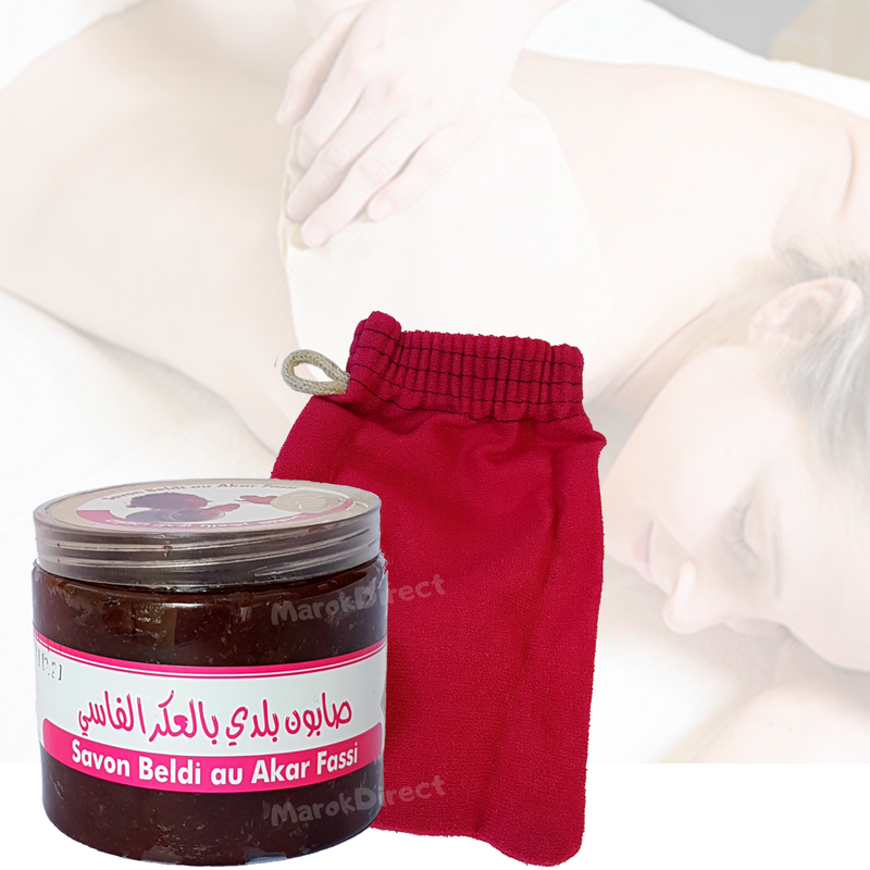 Moroccan Black Beldi Soap Aker Fassi Exfoliating Kessa Glove Hammam ...