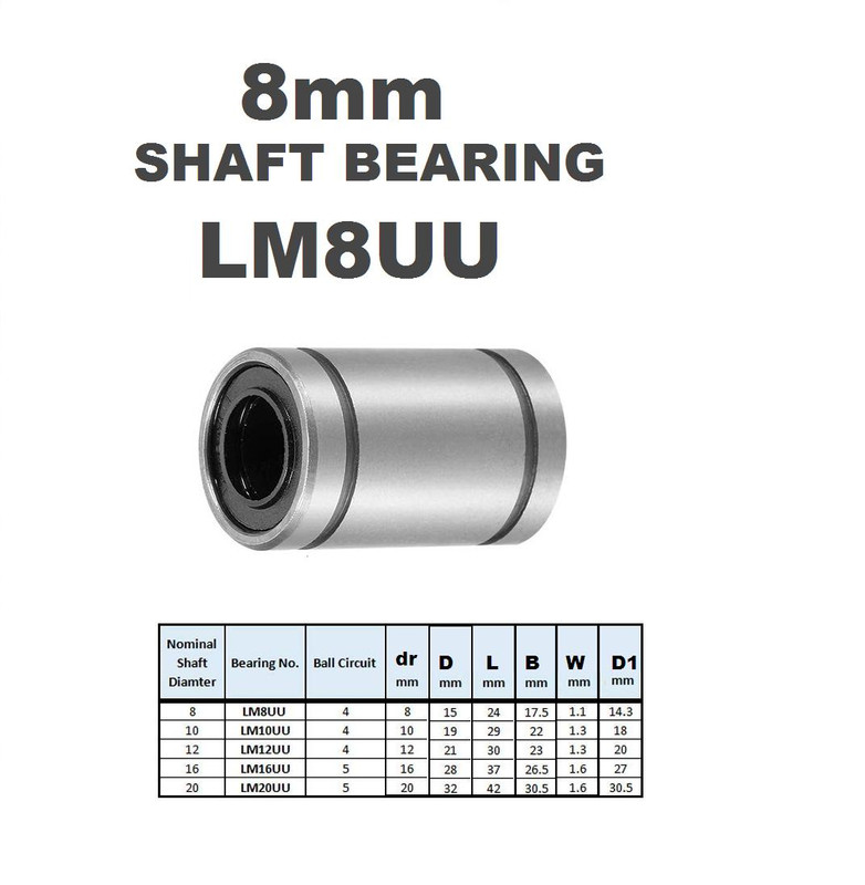 LM8UU 8mm Linear shaft bar Rail slide Bearing Motion 3D Printer CNC ...