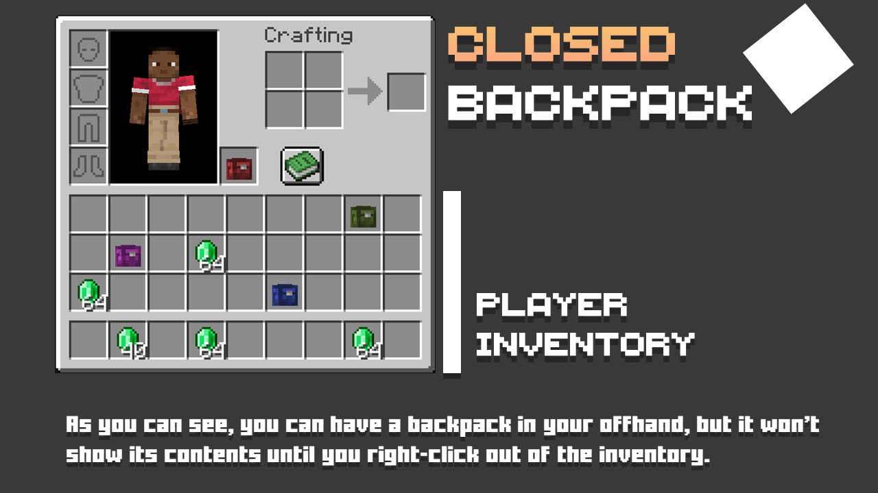 Backpacks! Bring all the items you want with you 1.21.1 Minecraft Data Pack