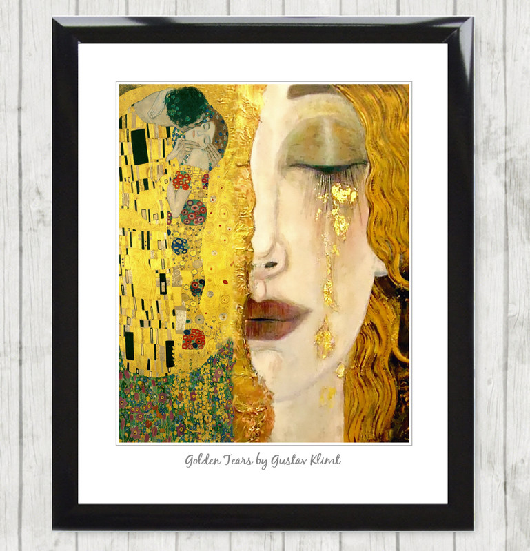 Golden Tears as Gustav Klimt art print poster. Loss of Loved One. The ...