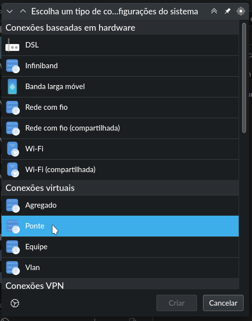 [DICA] Configurar rede Bridge no NetworkManager E/OU Cockpit e usar no Virt-Manager - BigLinux o ...