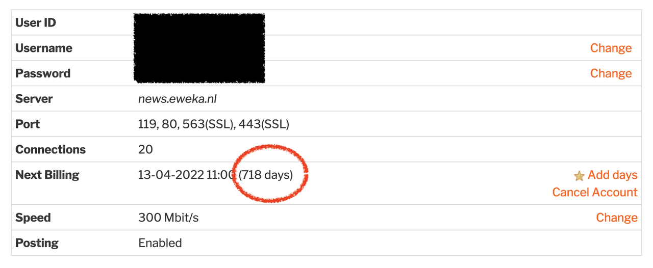 Eweka 2.99€/month (annually paid) link : r/usenet