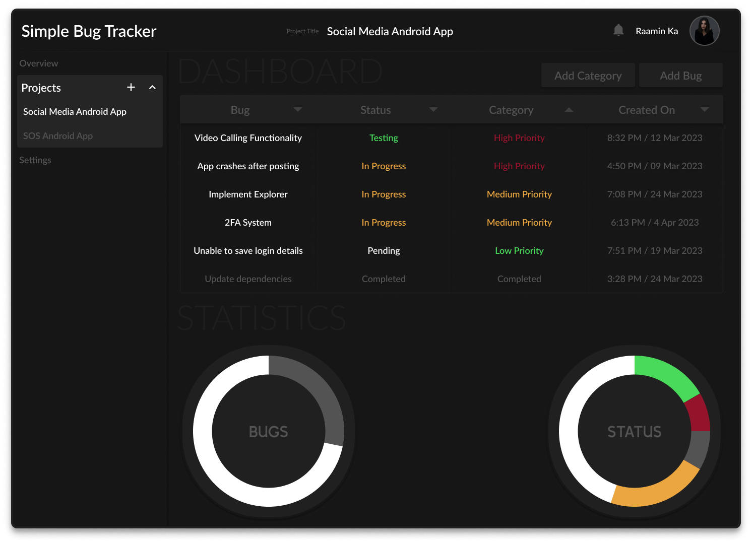 Bug Tracker Desktop App UI — Postimages