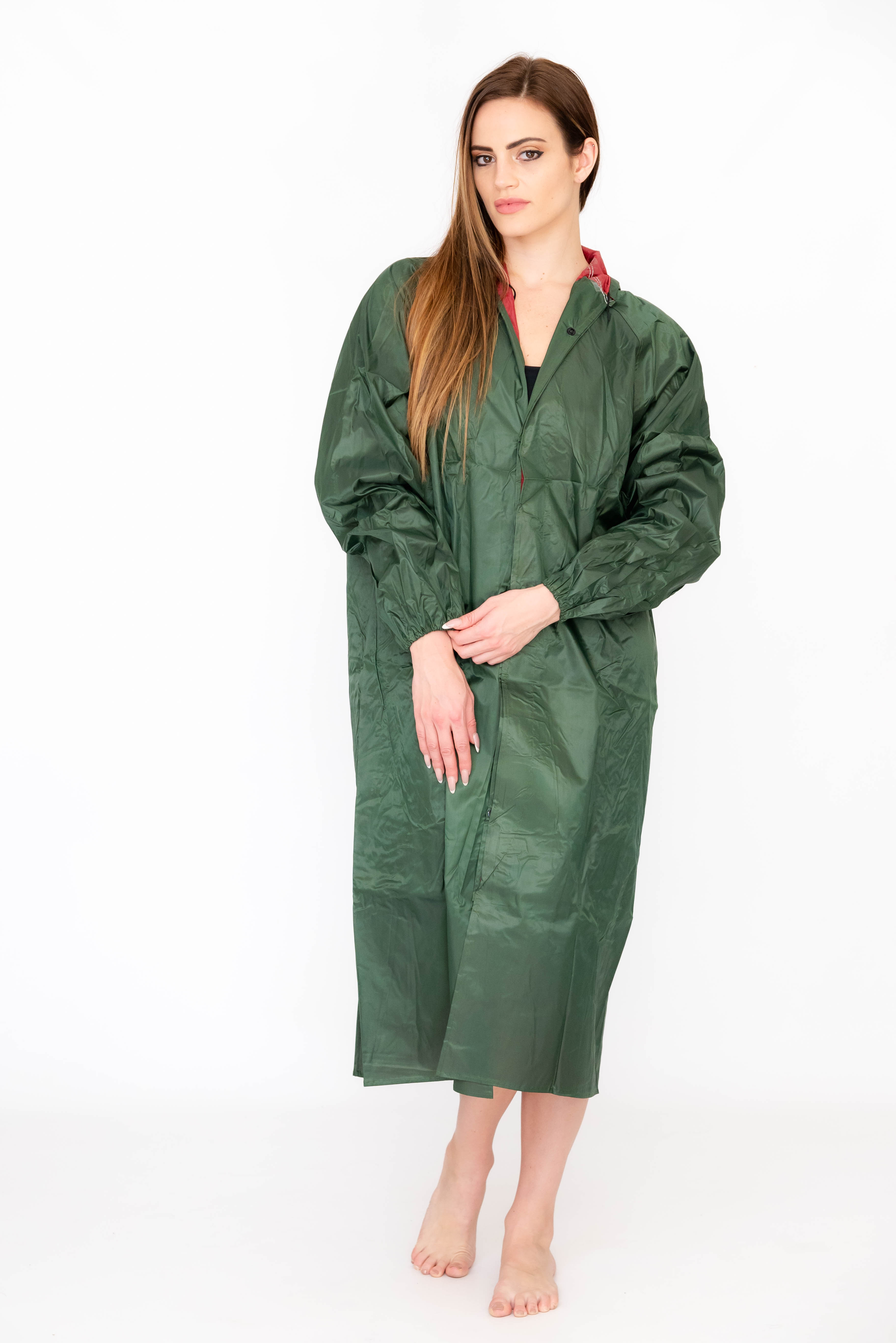 Senza Heavy duty Raincoat with Hood and Drawstring For Men Women With Transparent Brim GREEN 2 ...