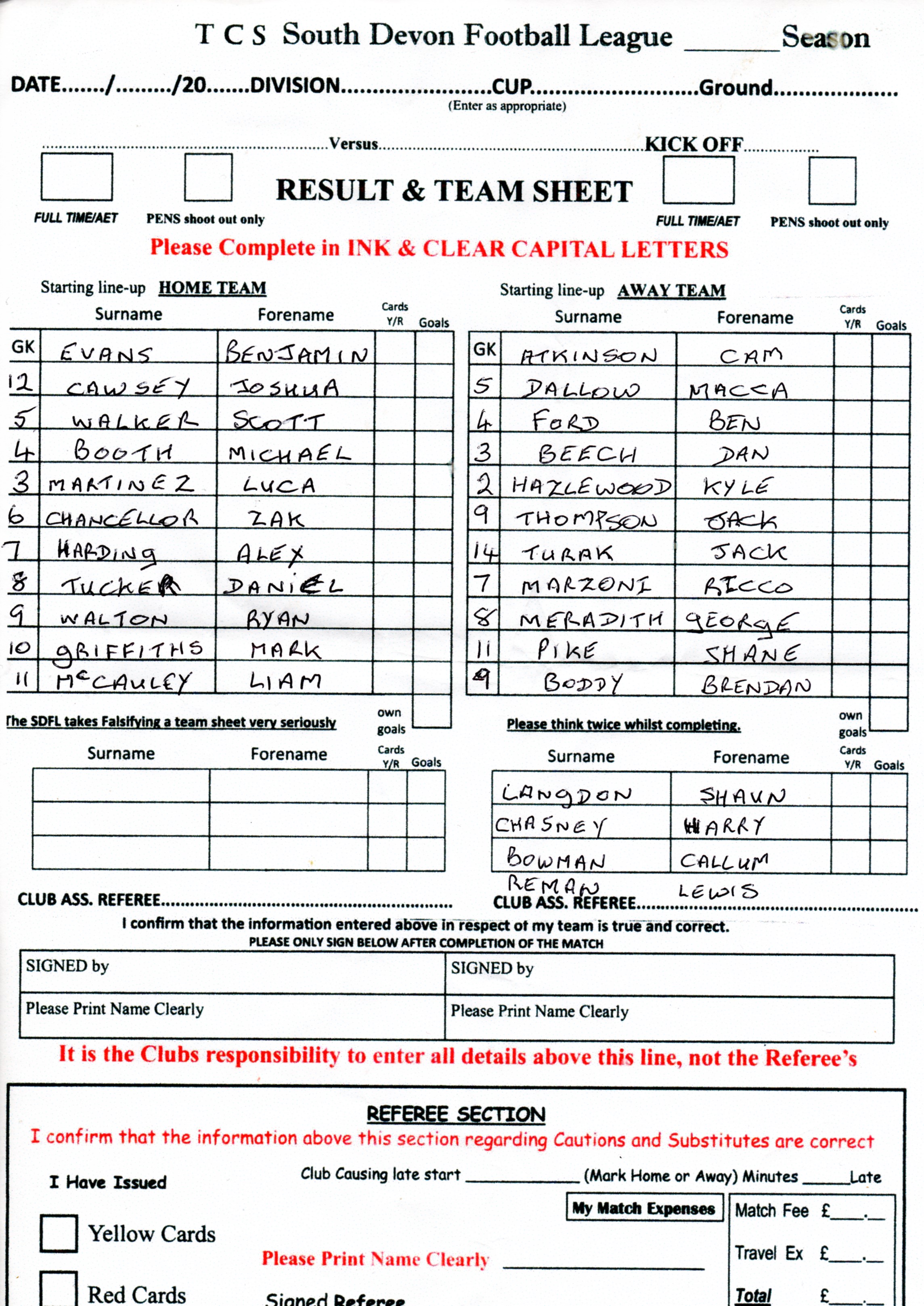 Team sheet — Postimages
