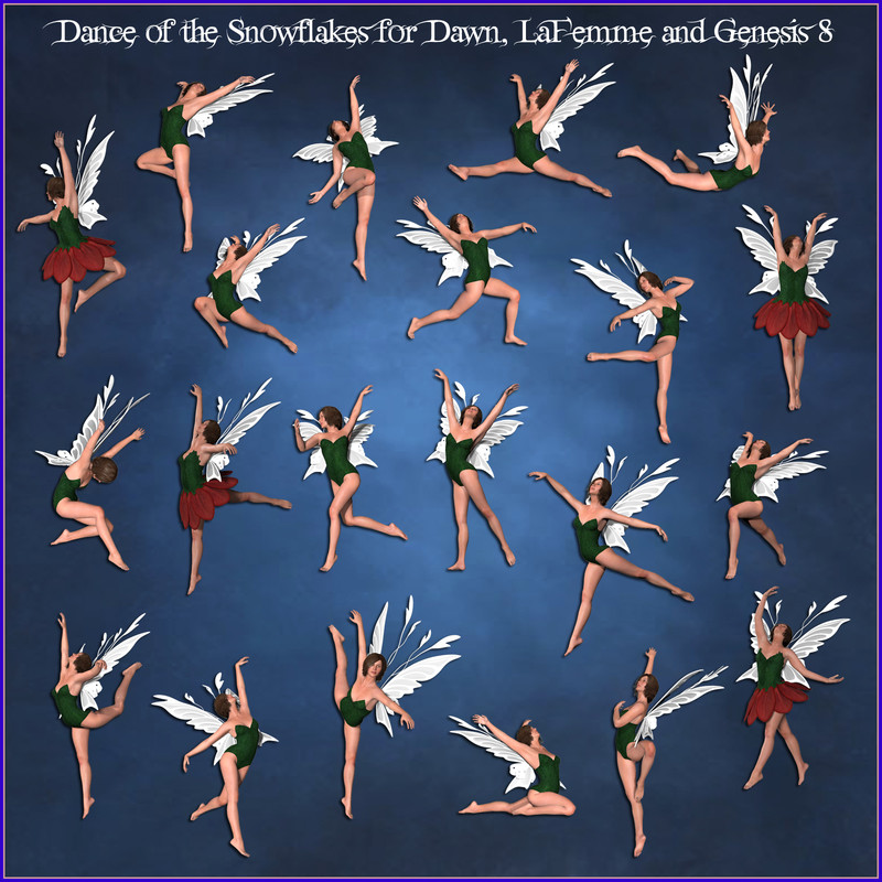 Dance Of The Snowflake Poses For Dawn 2025 - Free Daz 3D Models