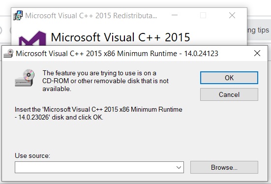 Can't Install Microsoft Visual C++ 2015 x86 Minimum Runtime 14.0.24123 ...