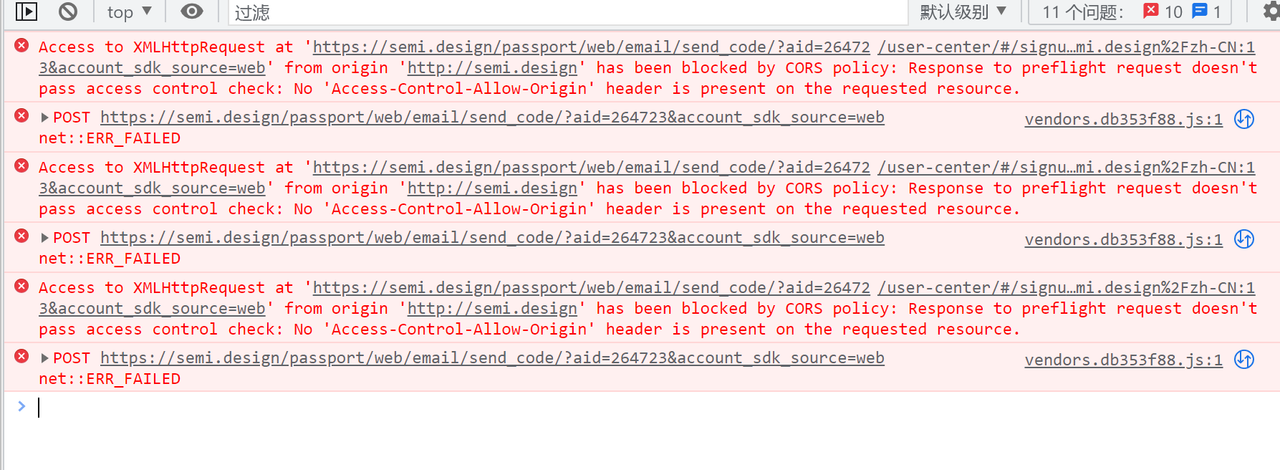 官网无法注册， 后端跨域了 ，cors [BUG] · Issue #1085 · DouyinFE/semi-design · GitHub