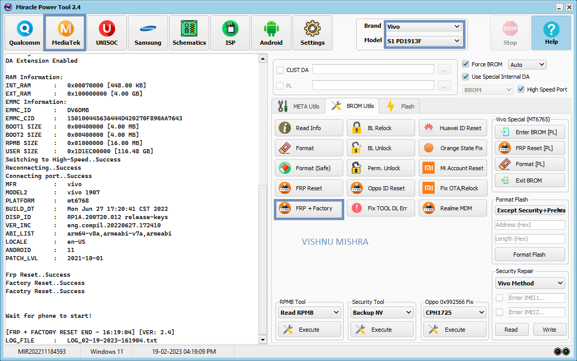 GSM-Forum - Vivo s1 pattern & frp clear by miracle power tool [sucess]