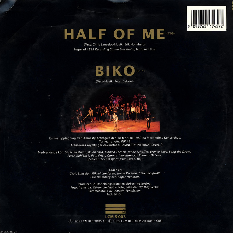 Grace (Swe) - Half Of Me / Biko [Single] (1989) • Heavy Metal Rarities ...