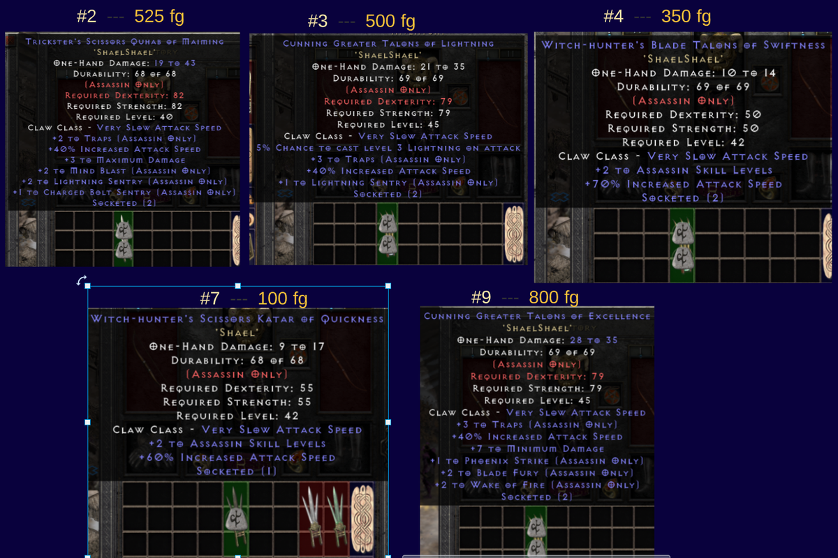 4/5 Ls Trapsin Collection - Claws Shop =-- - Topic - d2jsp