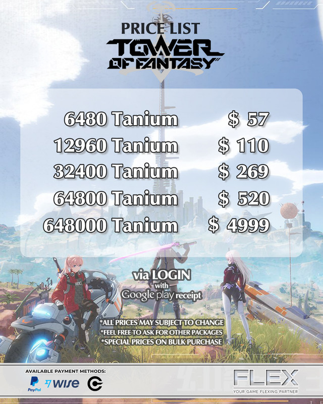 15 PRICE LIST TOWER OF FANTASY ( U$ D) v1 0 — Postimages