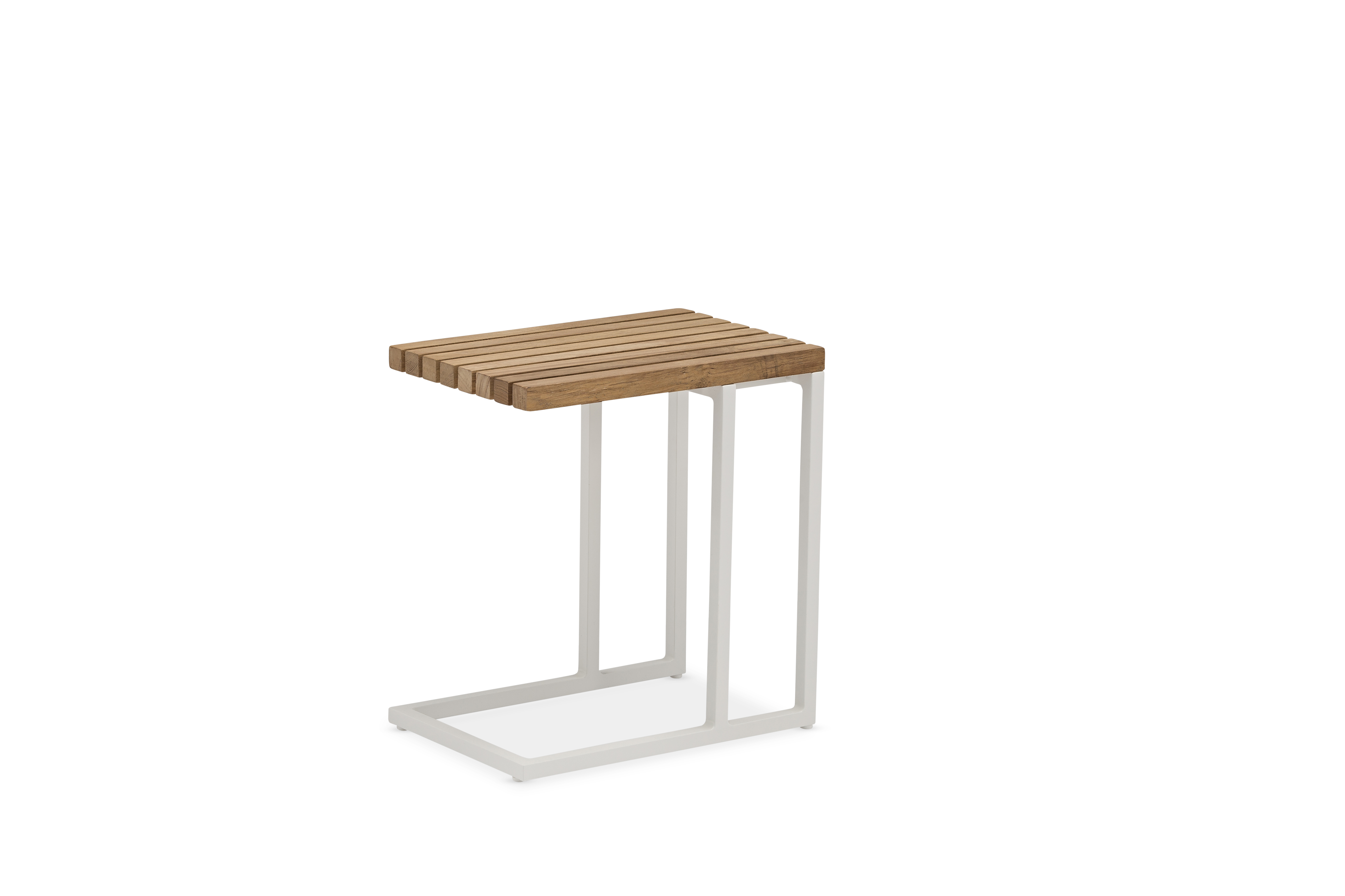 CUBE SIDE TABLE WHITE ALU TEAK TOP 2 — Postimages