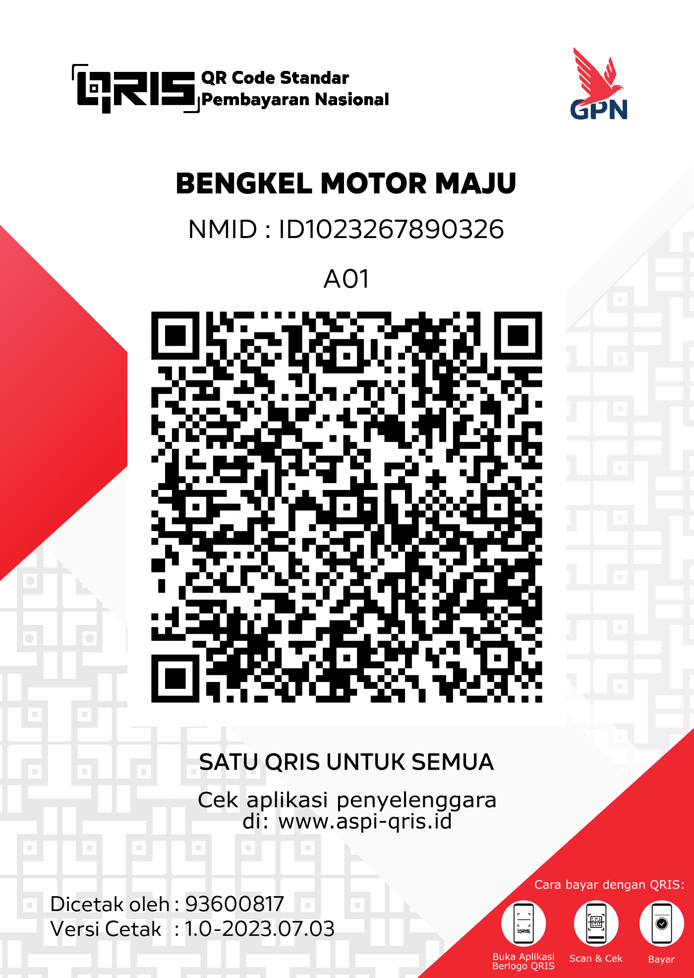 QRIS Bengkel Motor Maju — Postimages