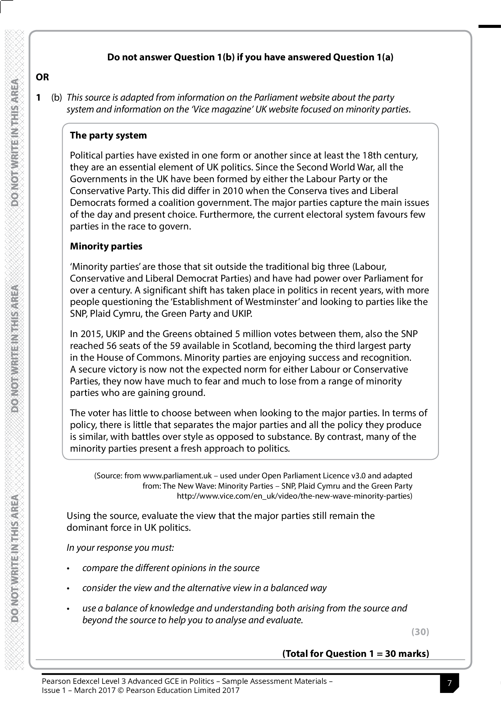 My politics essay on the Paper 1 source question, please mark (Edexcel ...