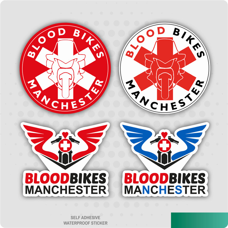 Blood Bikes Manchester Self-Adhesive Stickers Emergency Bikers Blood ...