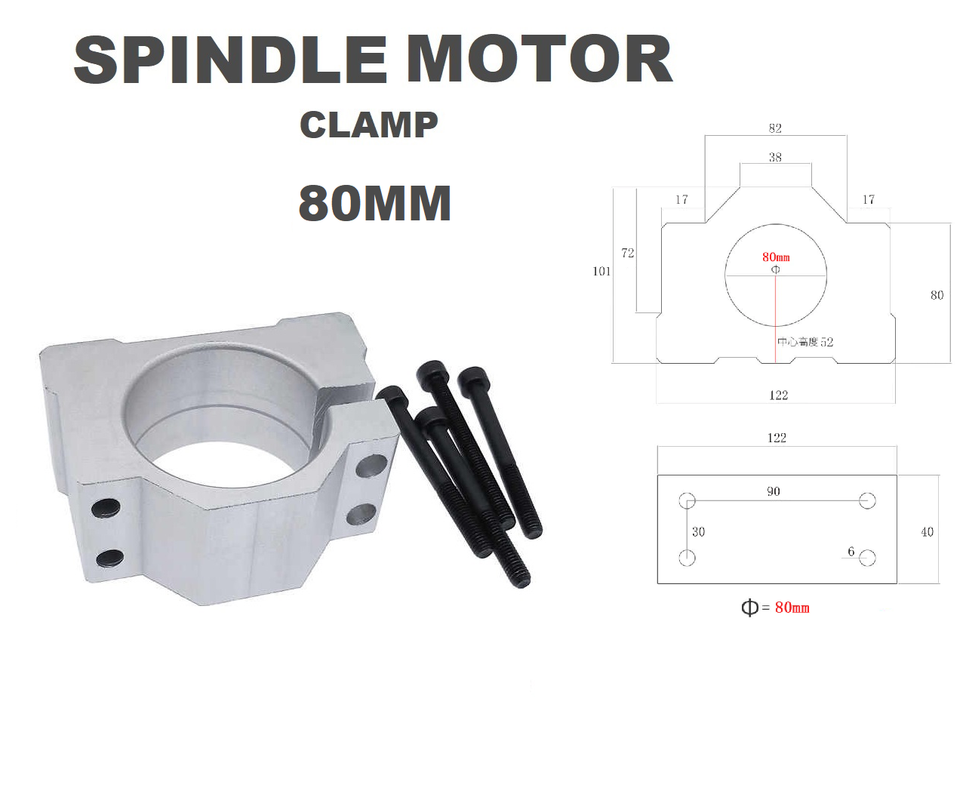 Cnc Router Spindle Motor Mount 80mm Clamp Holder Bracket Aluminium ...