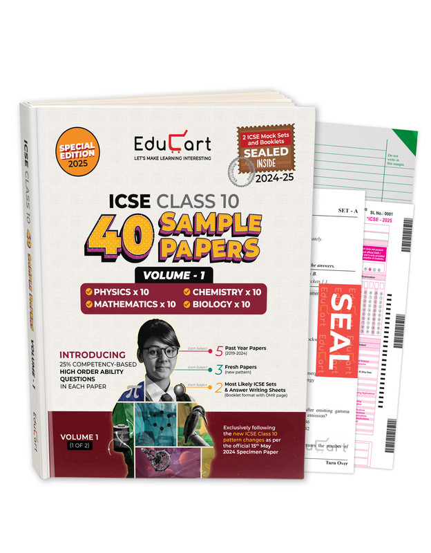 Educart 40 ICSE Class 10 Sample Papers Volume 1 - Physics Chemistry Biology and Mathematics for ...