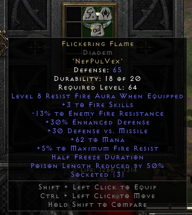 O Flickering Flame - Nice Stats - Pic Inside - Topic - d2jsp