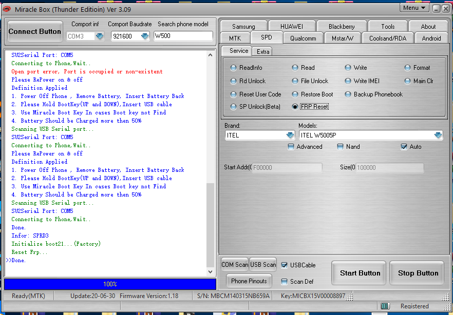 itel Alpha Lite W5008 FRP lock Remove Done By Miracle Thunder Edition 3 ...