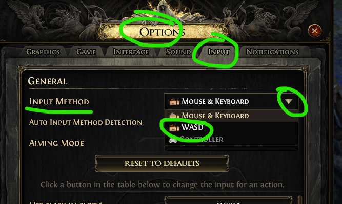 Early Access Bug Reports - No WASD Option - Forum - Path of Exile
