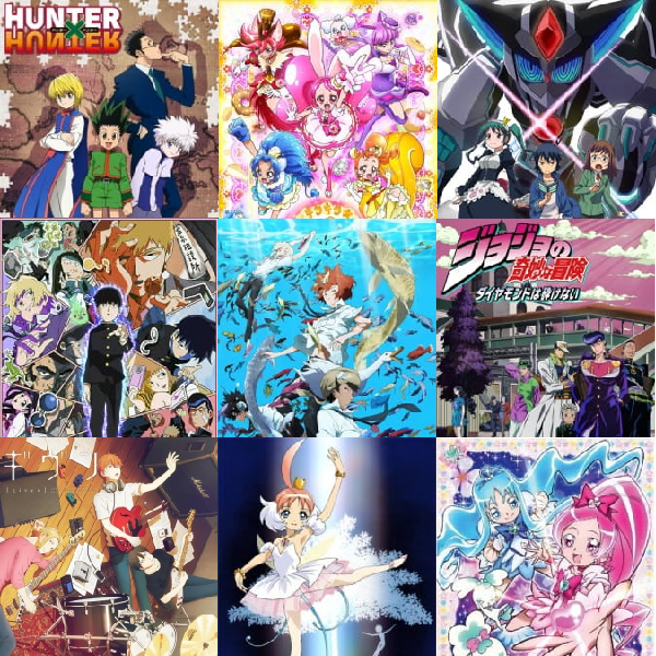 What are your favorite anime? Post a 3x3 grid using art or screenshots ...