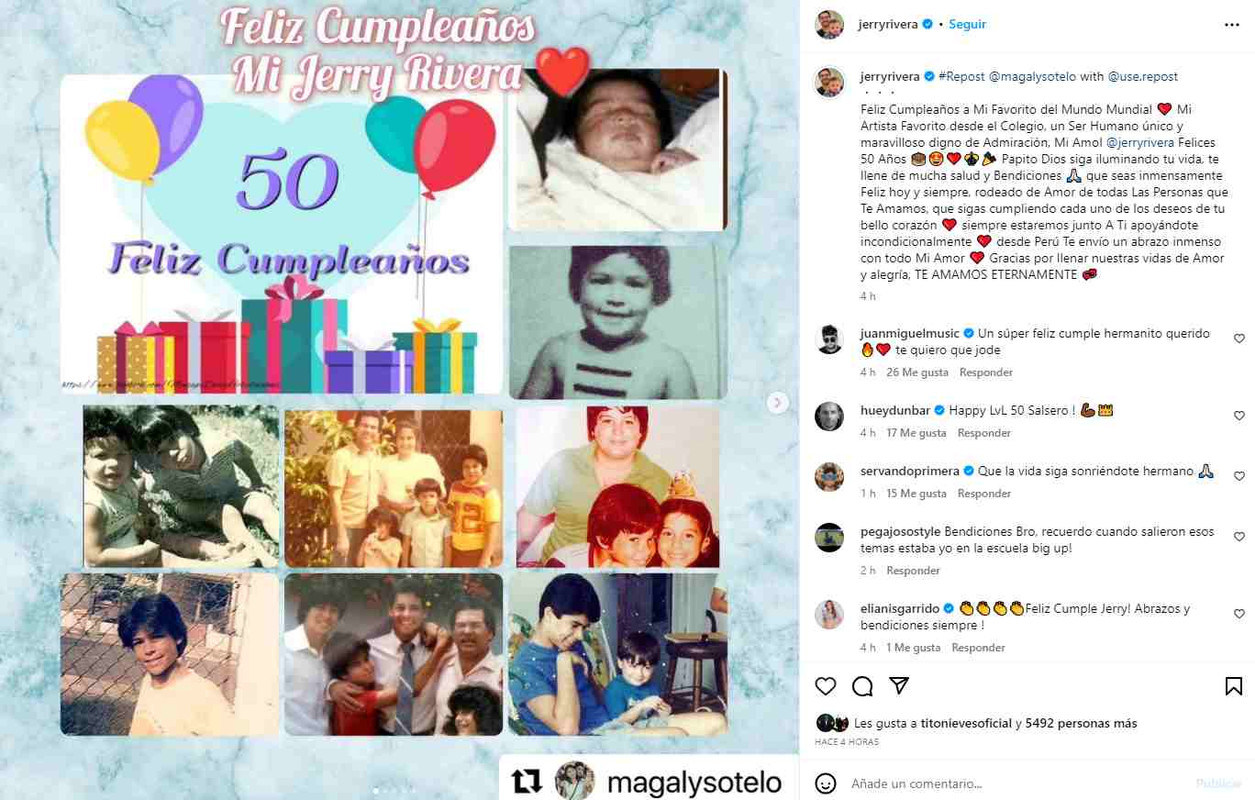 Jerry Rivera cumplió 50 años: el tierno mensaje que reposteó de ...