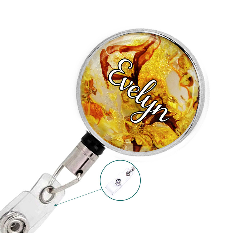 Custom name badge reel, personalized retractabel name tag holder
