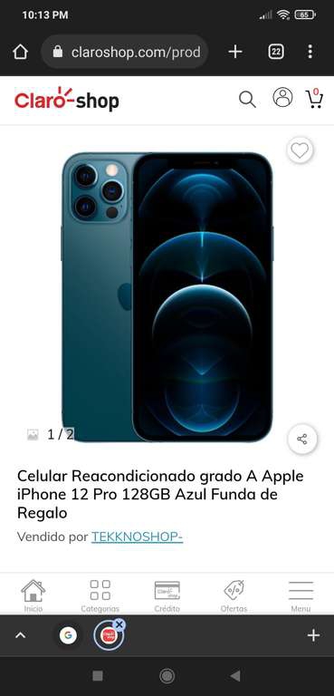 Claro Tienda Grado A Celular Reacondicionado Apple iPhone 12 Pro 128GB Azul Estuche Regalo ...