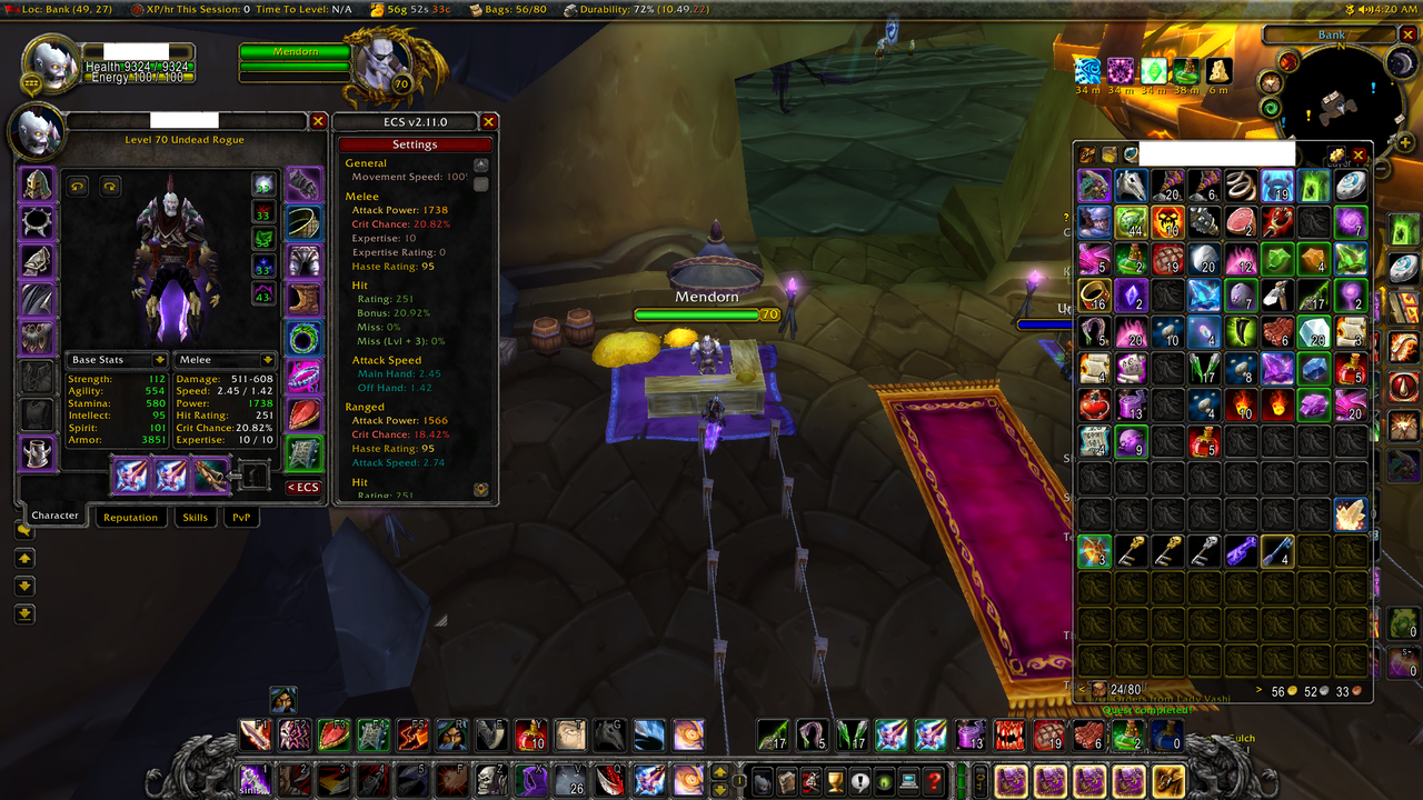 Whitemane H / Epic 3/5 T4 / Undead Male Rogue 70 / Transfer available ...