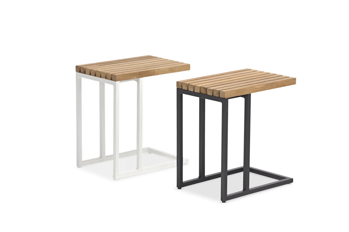 CUBE SIDE TABLE CHARCOAL ALU TEAK TOP 3 — Postimages