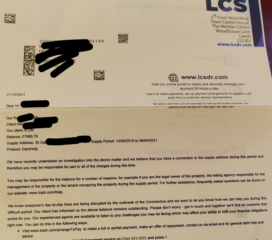 Tenant left HUGE electricity bill — MoneySavingExpert Forum