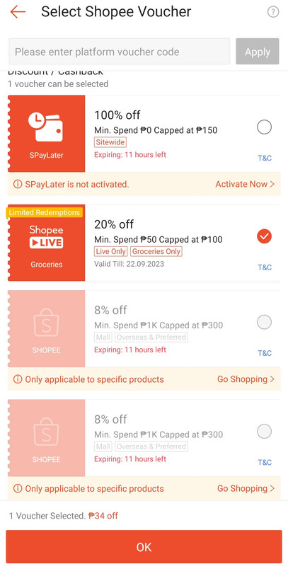Shopee live grocery discount limited to 20% instead of 70%? : r/ShopeePH
