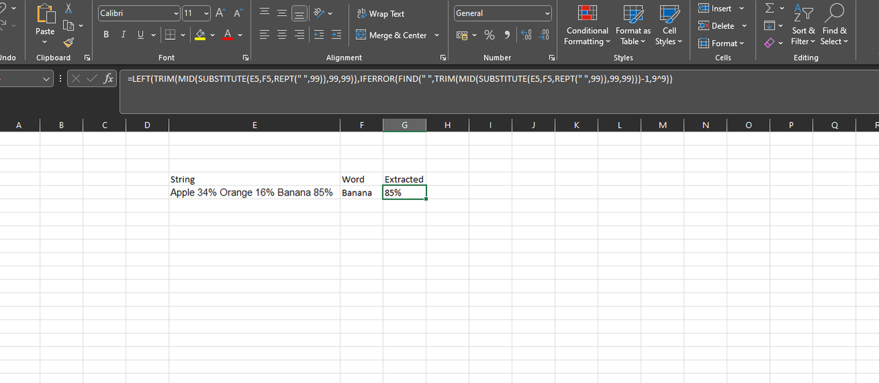 Formula to find a word in a string and extract the value after it : r/excel