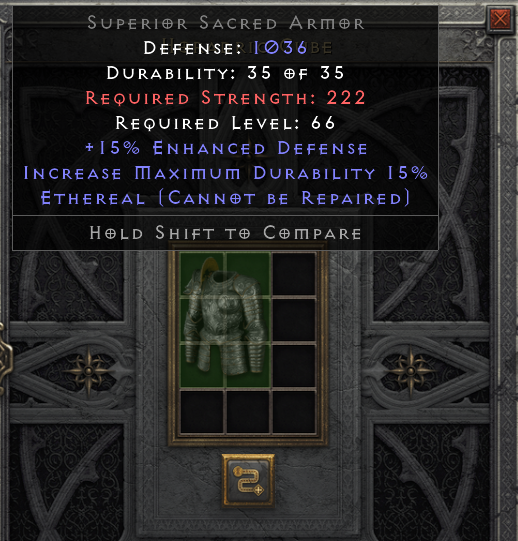 Eth 15/15 Sacred Armor 1036 Def - Topic - d2jsp