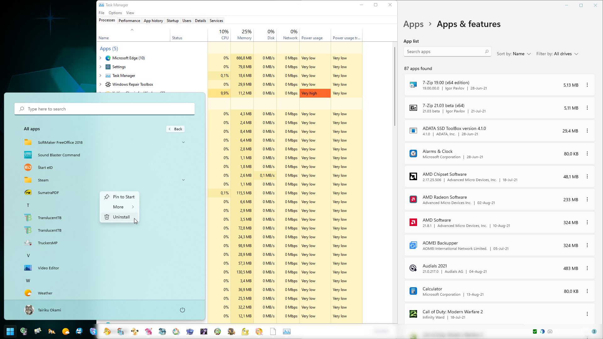 Uninstall screen : r/Windows11